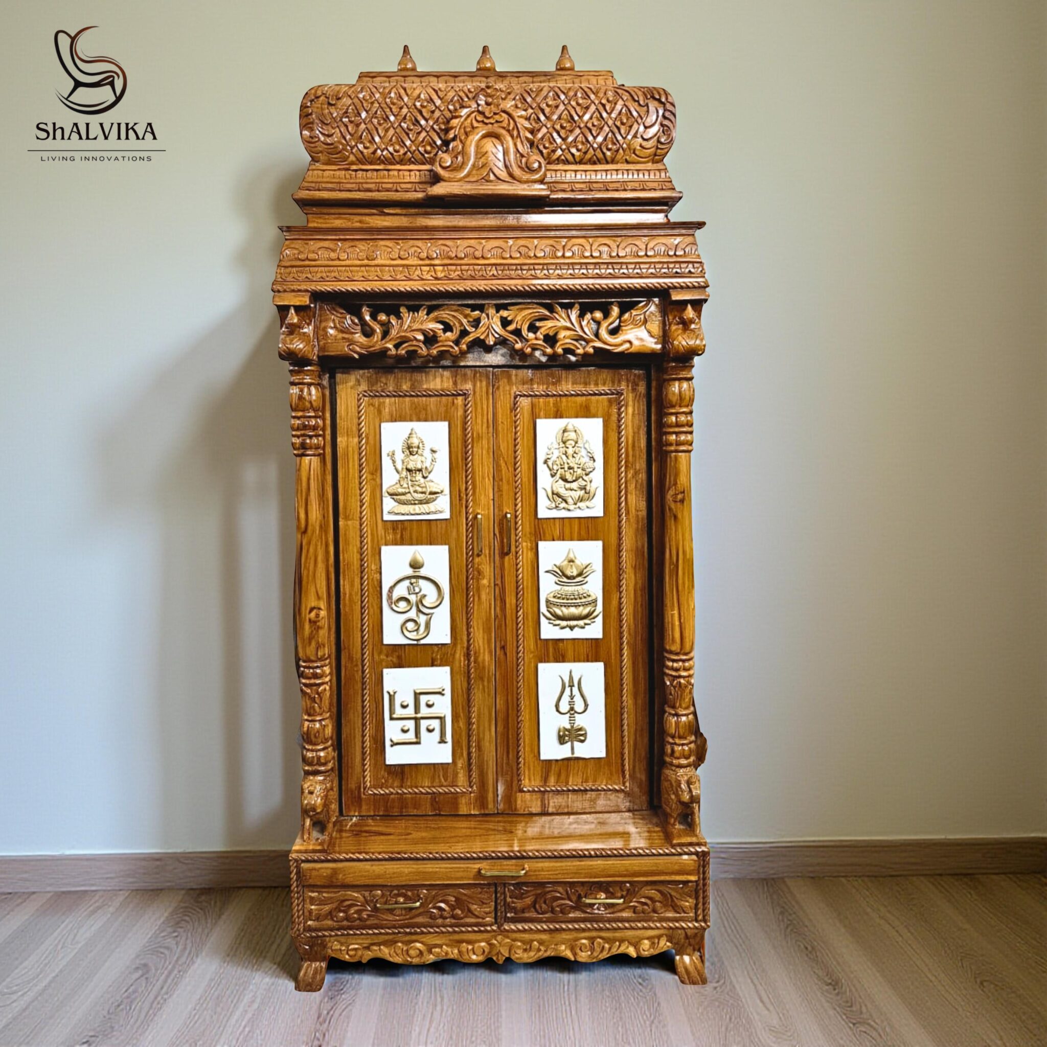 Wooden Pooja Mandapam With Gopuram