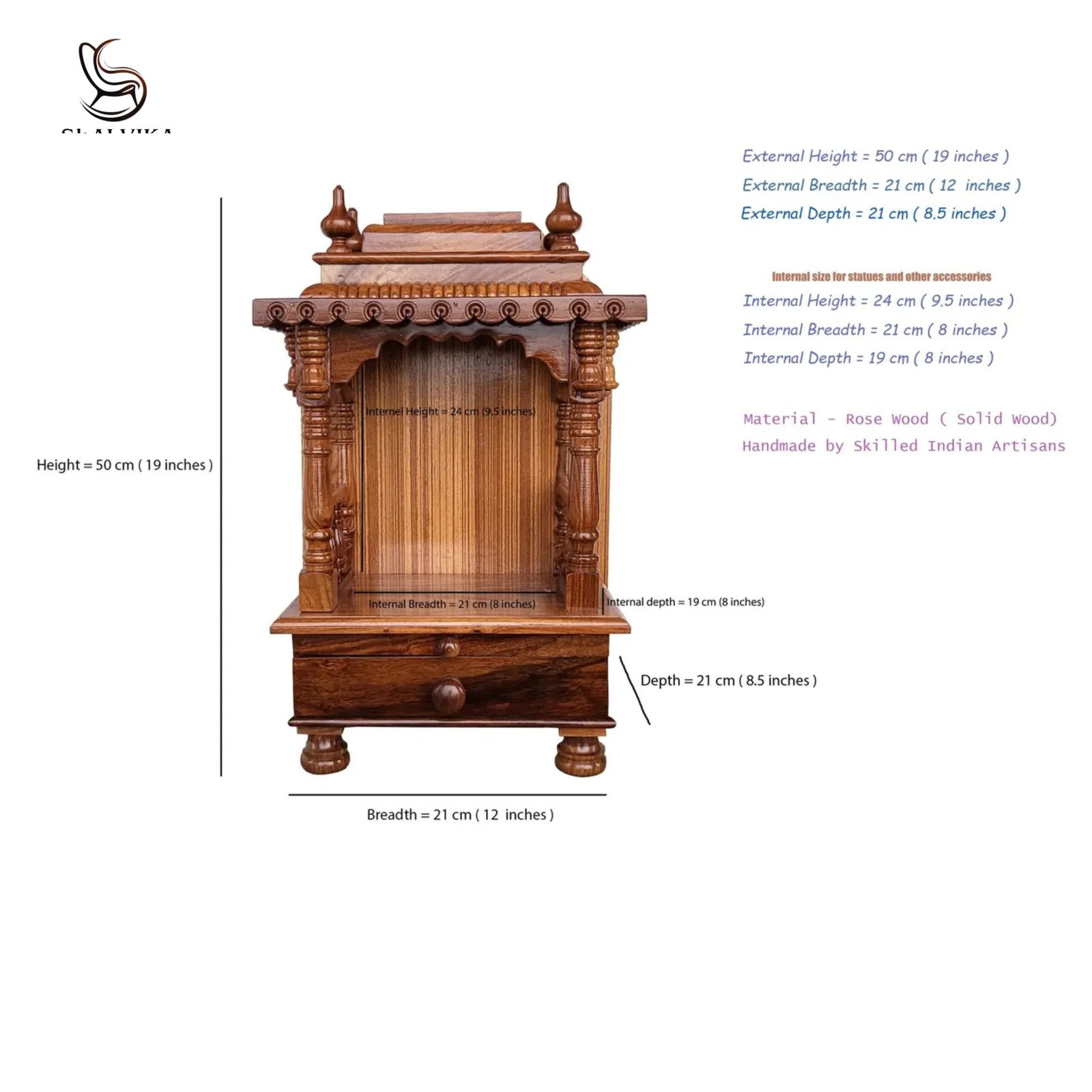 Handmade Sheesham Wood Pooja Mandir | Shalvika Living Innovations