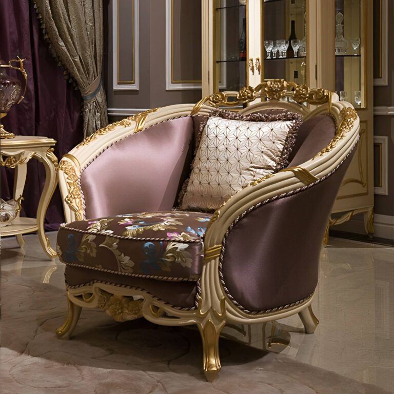 European Wooden Sofa Set – 5 Seater Luxury Royal Design