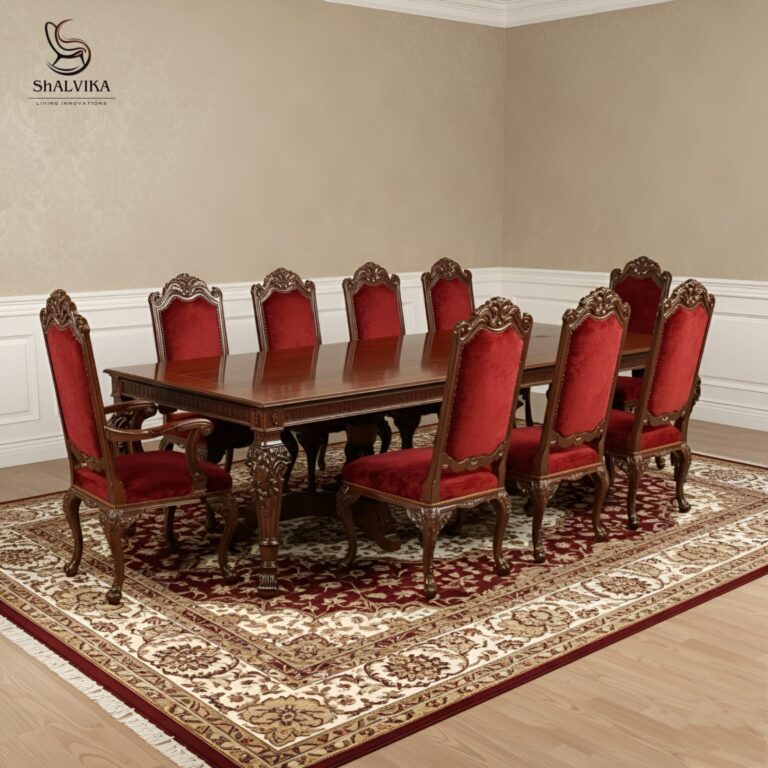 Wooden Classic Dining Table Set 10 Seater - Shalvika Living