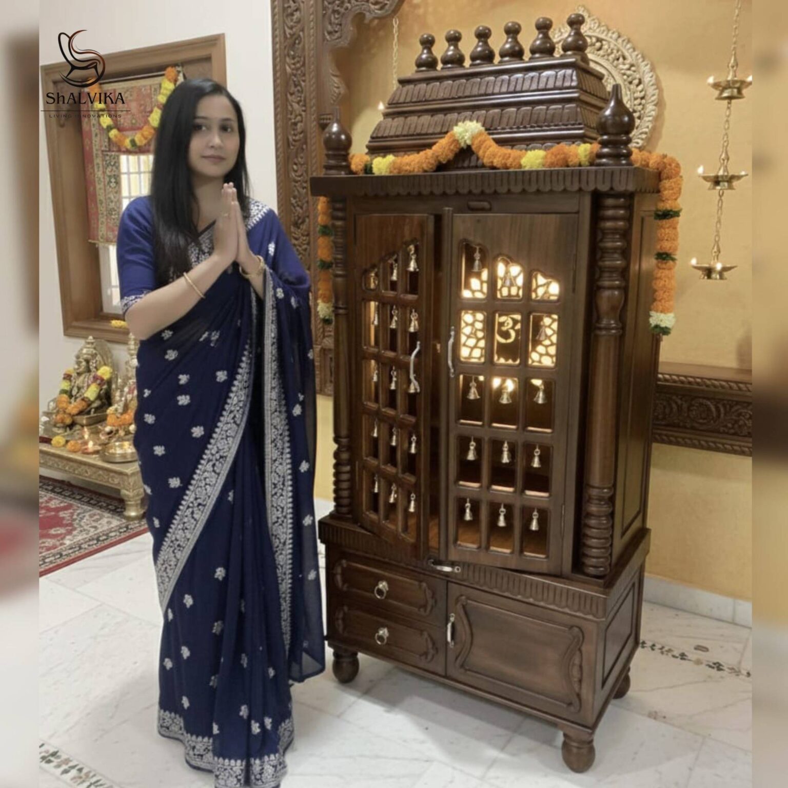 Wooden Pooja Mandapam for Home - Shalvika Living